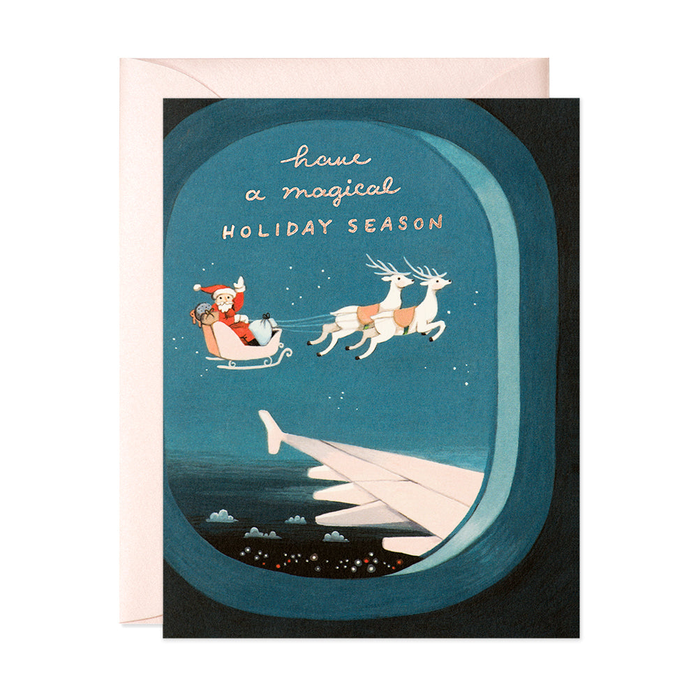 Plane Window Santa Holiday Greeting Card | JooJoo Paper